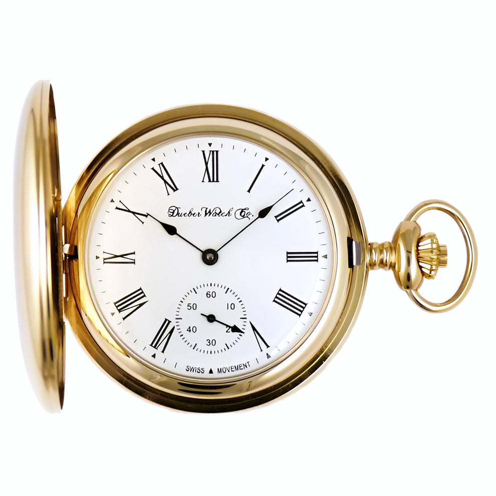 Dueber Model 28 Pocket Watch with Swiss Made Mechanical Movement, Gold ...