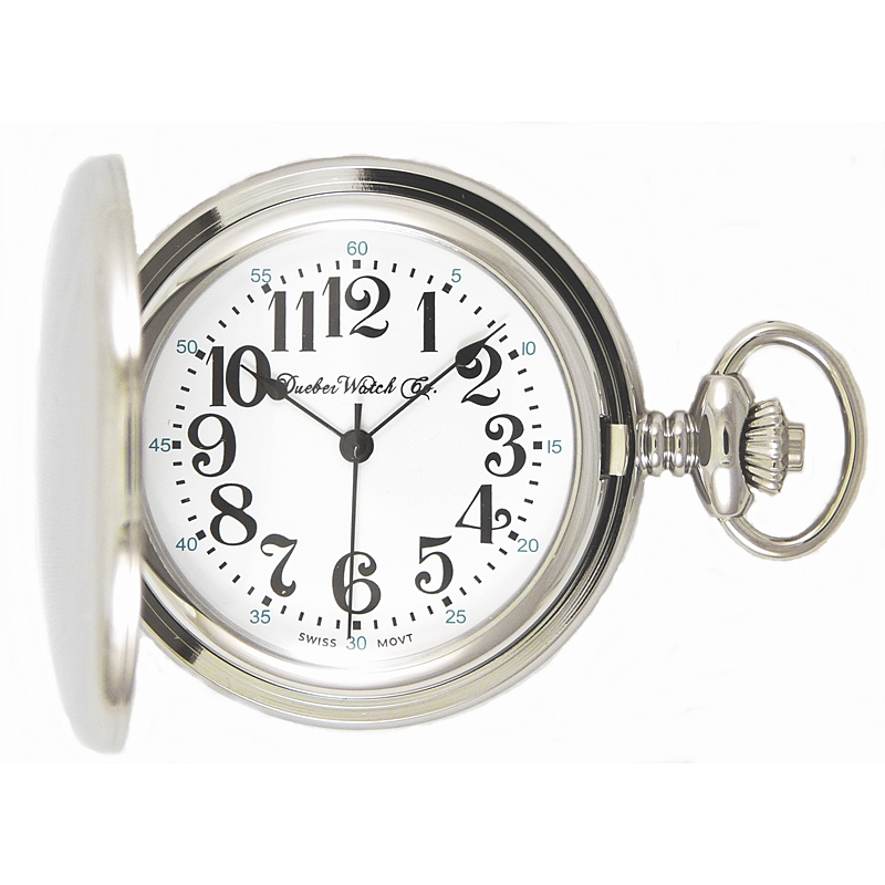 Dueber 332-310 Pocket Watch, Swiss Made Movement, Chrome Plated Steel ...